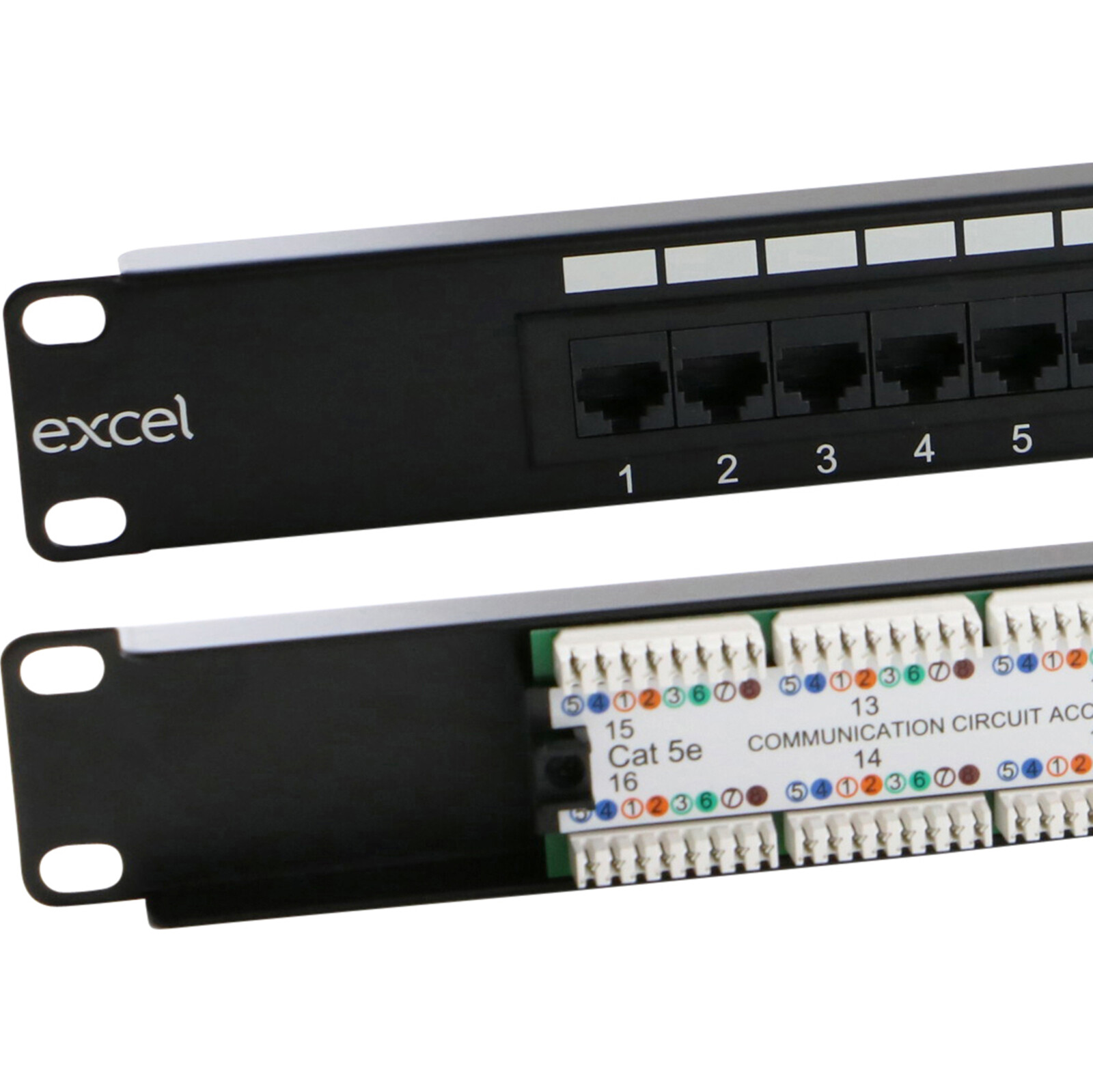 100-720 - Excel Cat5e 16 Port Unscreened Patch Panel 1U LSA Punch Down ...