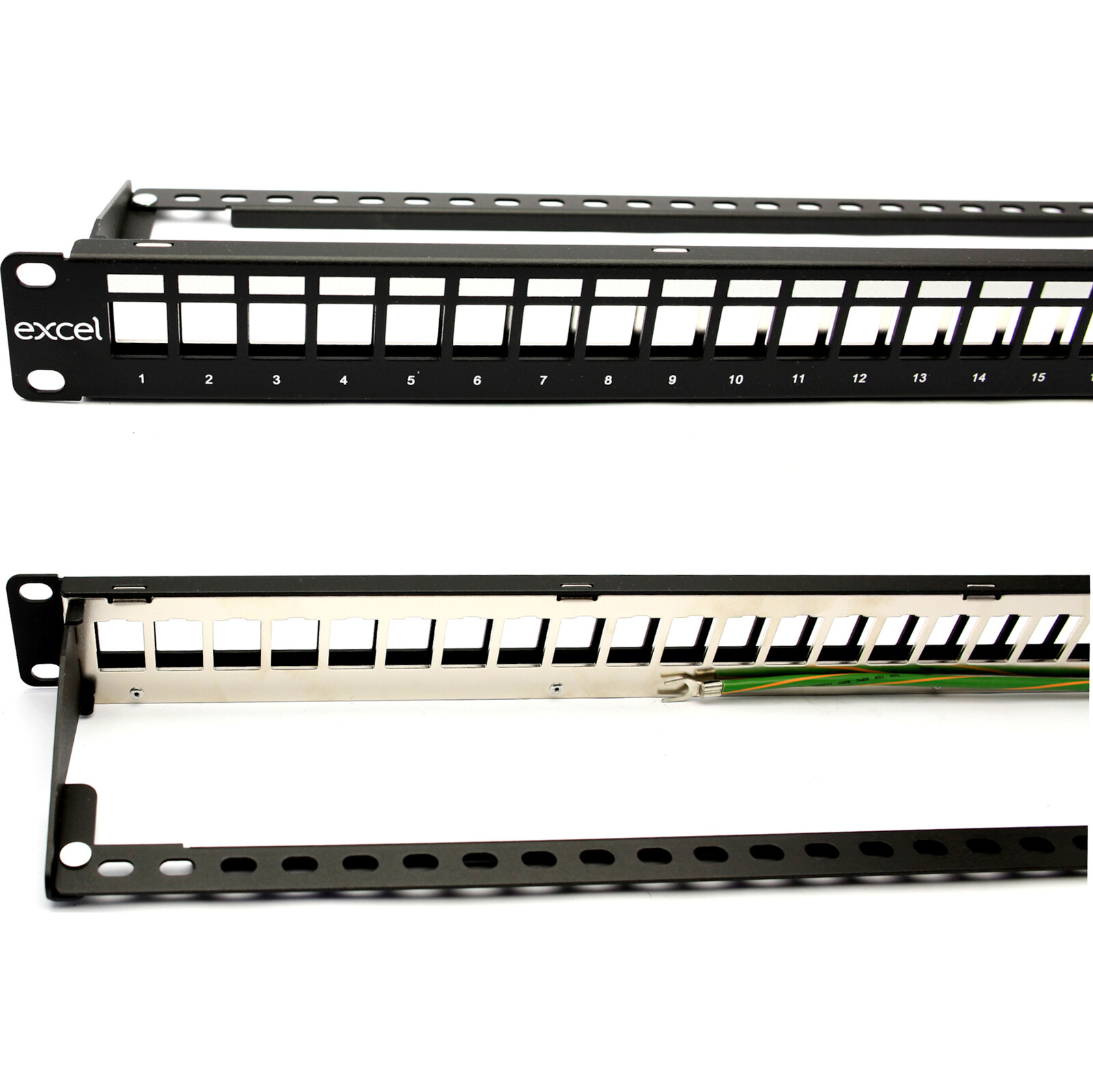 100-755 - Excel Unloaded 24 Port Screened Keystone Patch Panel Frame 1U ...
